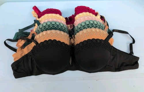 Lace Trimmed Wide Strap Back Closure Push Up Bra Large 6Pcs Multi | eBay