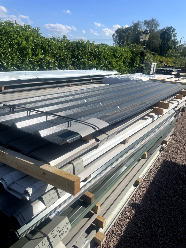 pack of 5 box profile roofing sheets slate blue coated 12ft long x 1 ...