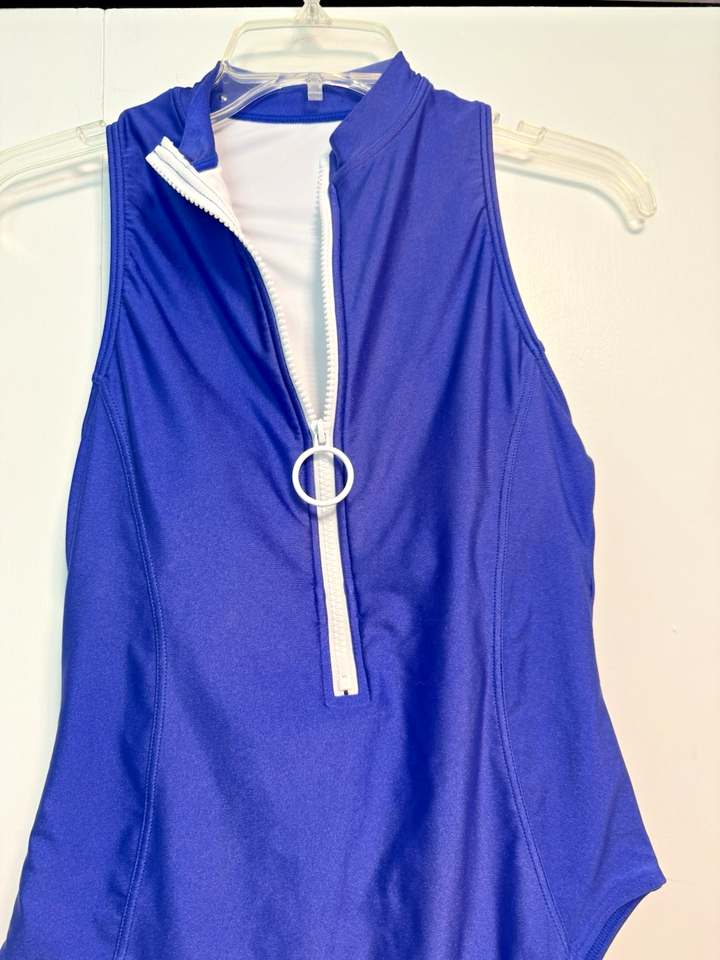 CHARMO SWIM Zip One-Piece SWIM SUIT ZIP FRONT Royal blue Size M | eBay