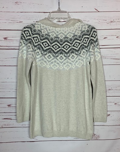 J.Jill XSP Extra Small Petite Women's S Beige Fair Isle Hooded Sweater ...