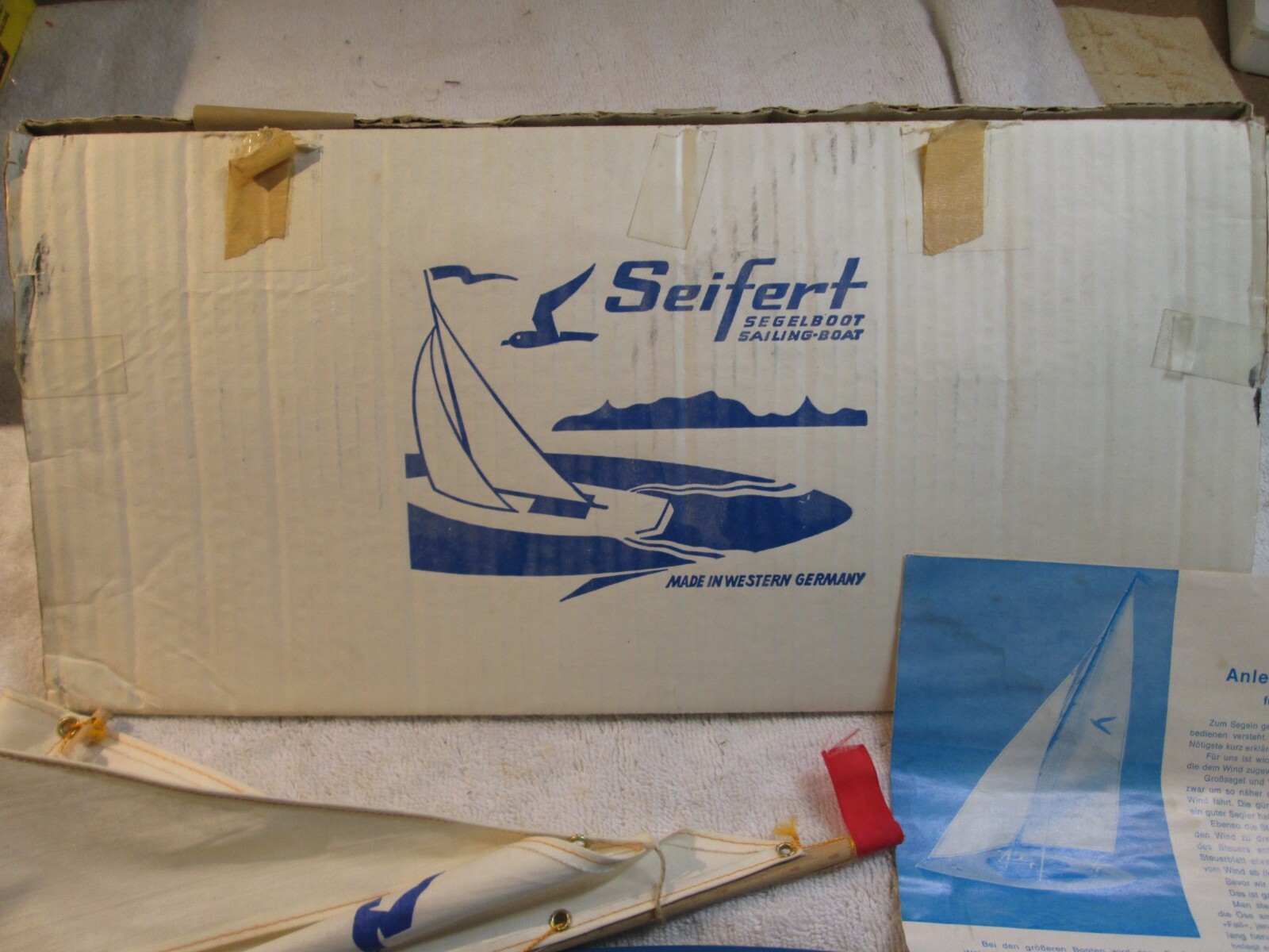 vintage wood combo hard plastic German Pond Seifert-Boot Boat with sail ...