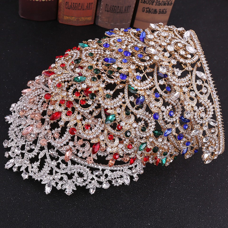 6.5cm Tall Crystal Large Wedding Bridal Queen Princess Tiara Crown For ...