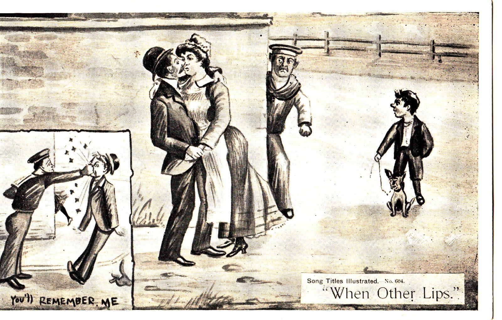 CS86. Antique Postcard.When Other Lips. Illustrated song. Couple ...
