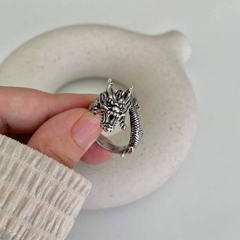 Vintage 925 Sterling Silver Dragon Ring Unique Dragon Ring for men ...