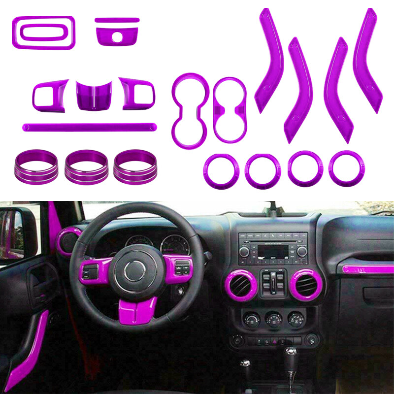 Purple Car Interior Decoration Trim Cover Kit Fit For Jeep Wrangler JK ...