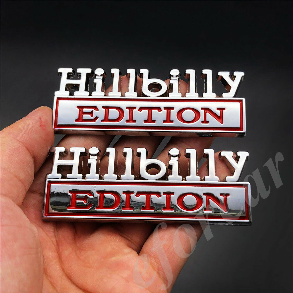 2x Metal Chrome HILLBILLY EDITION Truck Trunk Emblem Badge Sticker Car ...