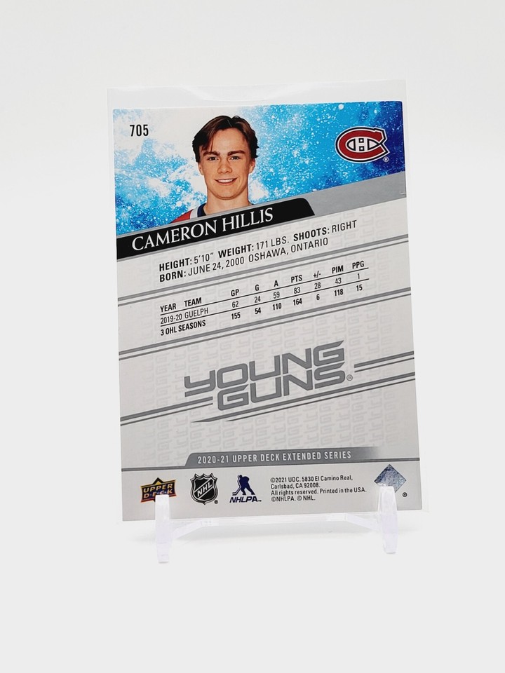 Cameron Hillis YOUNG GUNS 2020-21 Upper Deck Extended Series #705 ...