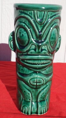 VTG Tiki Mug/Vase 7" Tiki Farm 2001 Green Glazed Ceramic | eBay
