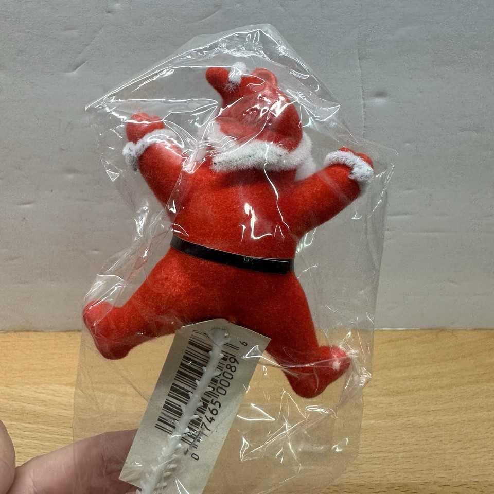 Vintage Flocked Santa Pick Christmas Ornament Plastic China 60s NOS SOF ...
