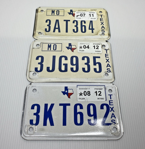 Lot of 3 Texas Motorcycle License Plates 2011-12 Tyler County Expired ...