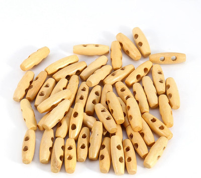 Wooden Toggle Buttons, 50Pcs/Lot Horn Toggle Sewing Buttons 2 Holes ...