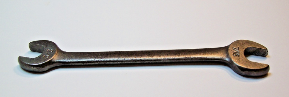 vintage Vlchek #723 chro-mol 3/8- 7/16 open end wrench, WW2 Jeep tool ...