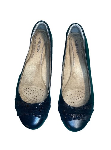 Softspots "Paley" Black/ Black Leather Upper Ballet Flats Size Women 9W ...