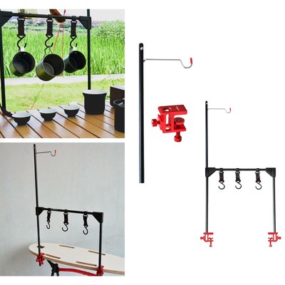 Portable Camping Table Lantern Pole Hanging Rack with Hooks Aluminum ...