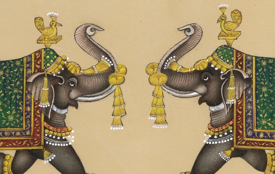 Indian Style Elephant Painting Handmade Elephant Gouache Art On Plate ...