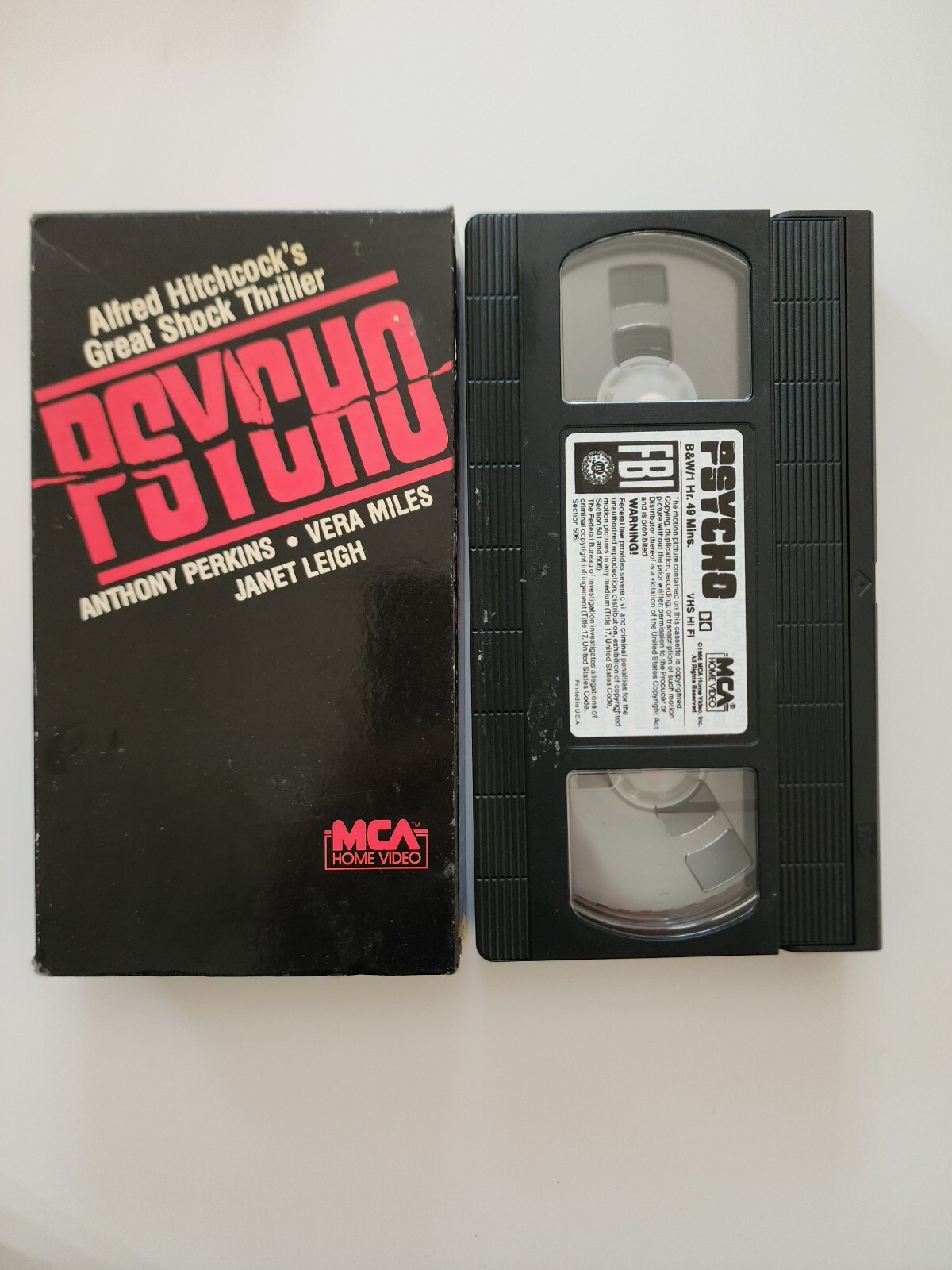 Psycho (VHS, 1984) MCA Home Video Black Sleeve Case - HORROR ...