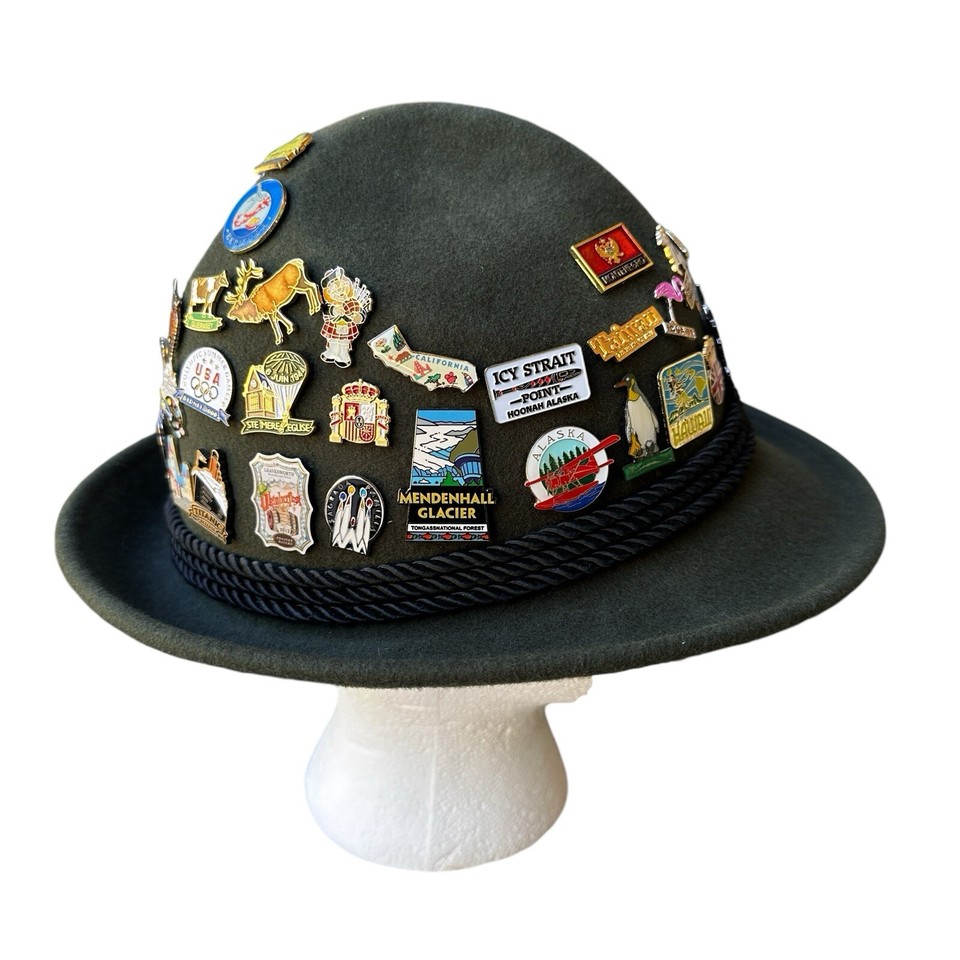 VTG Bavarian Wool Hat Oktoberfest Alpine Tyrolean Green German Travel ...