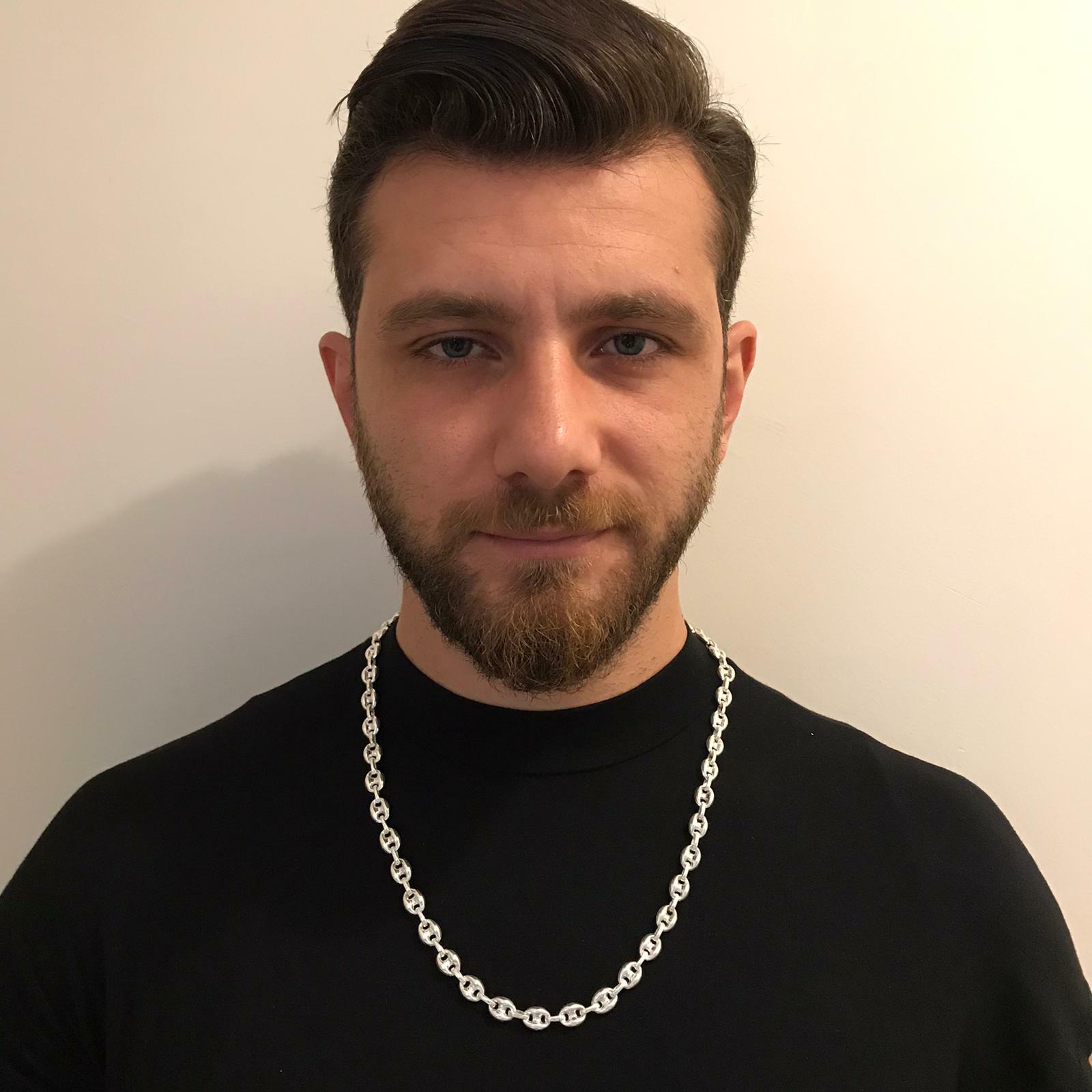 Mens Mariner Hollow Puffed Lİnk Chain Necklace 925 Silver Sterling 8mm ...