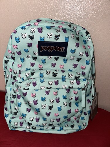 NWT Jansport Superbreak Brook Green COOL CATS Backpack ~ RARE SOLD OUT ...