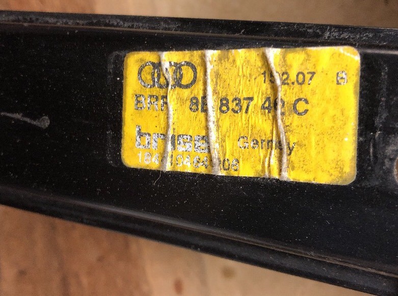 2008 Audi A4 S4 Right Front Window B6 A4 OEM 8E0 837 630 Regulator 8E0 ...