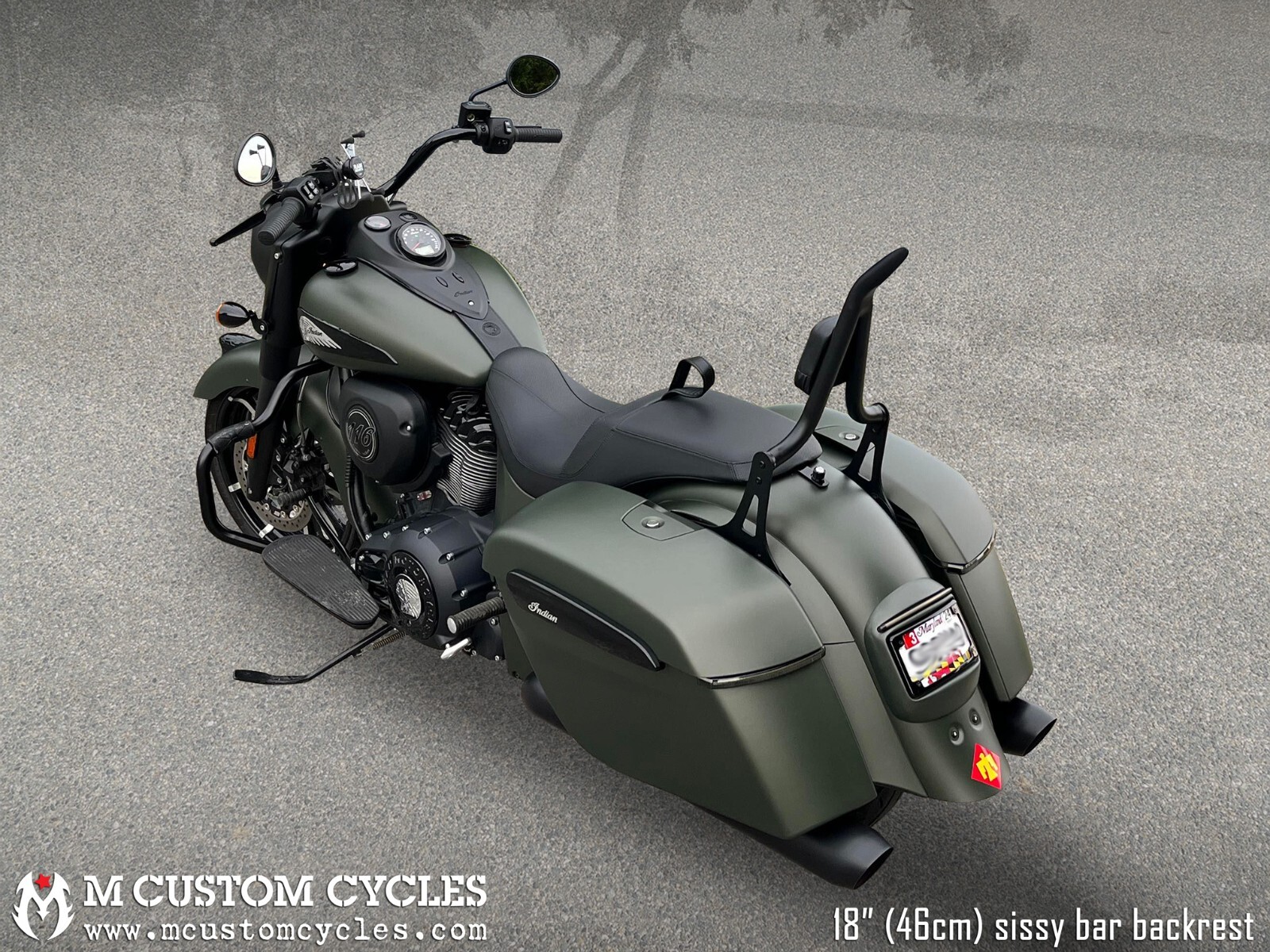 18" Sissy Bar Passenger Backrest for Indian Springfield, Indian Chief ...