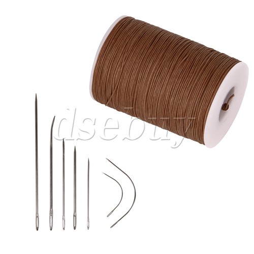 120M 0.5mm Waxed Polyester Round Twisted Cord String Light Brown Thread ...