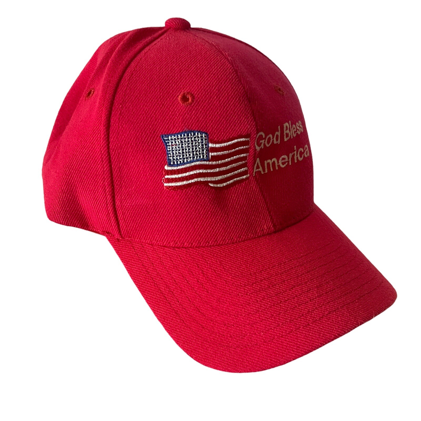 Vintage Red God Bless America Hat Adjustable Made In … - Gem
