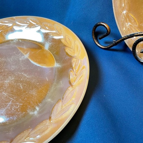 Vintage Fire King Peach Lustre Laurel Leaf Dessert Plates Set of 3 ...