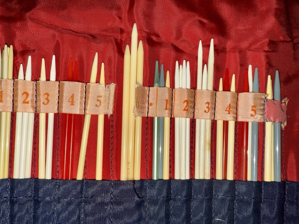 Charming Vintage Roll up Case Double Point Knitting Needles HERO Brand ...
