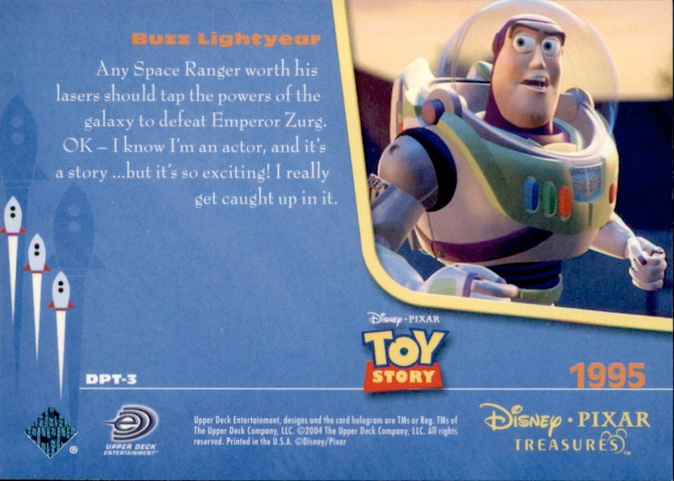 2004 Upper Deck Disney Treasures Pixar Buzz Lightyear Toy Story Card # ...