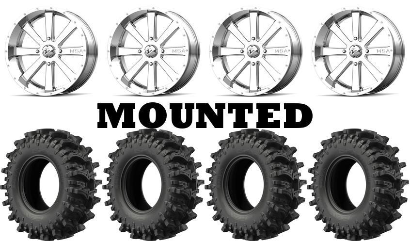 Kit 4 EFX MotoSlayer Tires 33x9.5-22 on MSA M34 Flash Chrome Wheels CAN ...