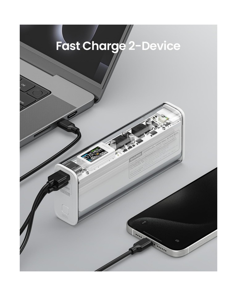 SHARGEEK 140 Power Bank, 20000mAh 140W Portable Charger, Transparent ...