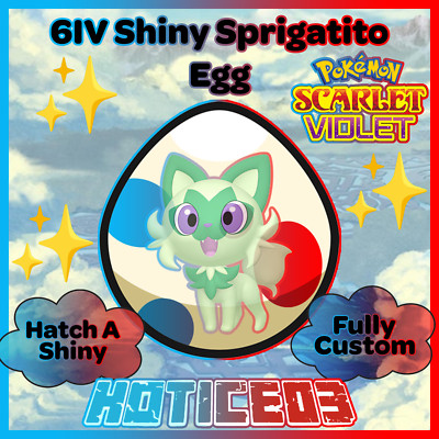 Sprigatito SHINY 6IV EGG Pokemon Scarlet & Violet TEAL MASK DLC | eBay