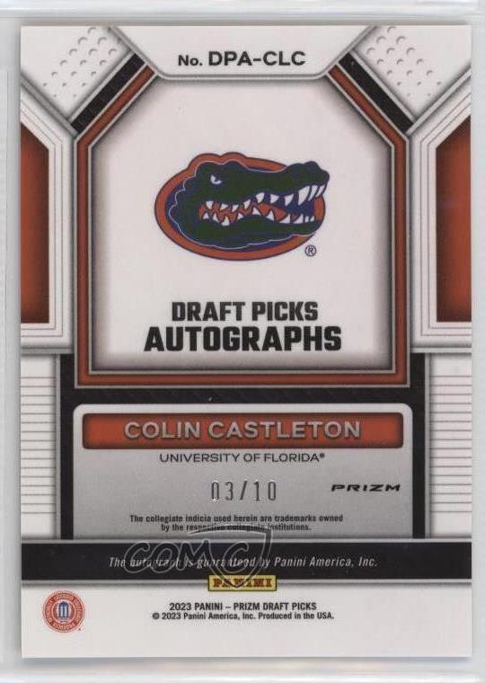 2023 Panini Prizm Draft Picks Gold /10 Colin Castleton #DPA-CLC Rookie ...