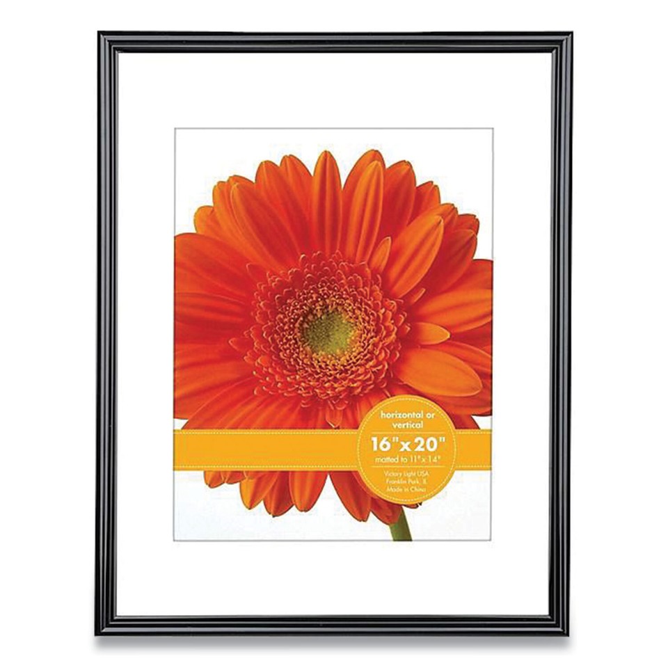 Victory Light Plastic Poster Frame with Mat, 11 x 14 Insert, Black ...