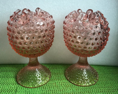 VINTAGE Duncan & Miller EARLY AMERICAN Hobnail pink 6 1/4" footed ...