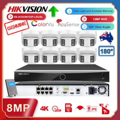 Hikvision 8CH 4K 8MP Panoramic ColorVu 180° IP Camera System 12MP ...