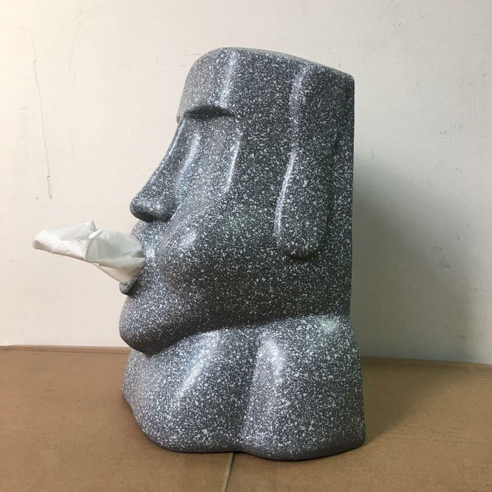 Tissue Box Holder, Moai Sculpture Innovative Figurines for Home Office ...