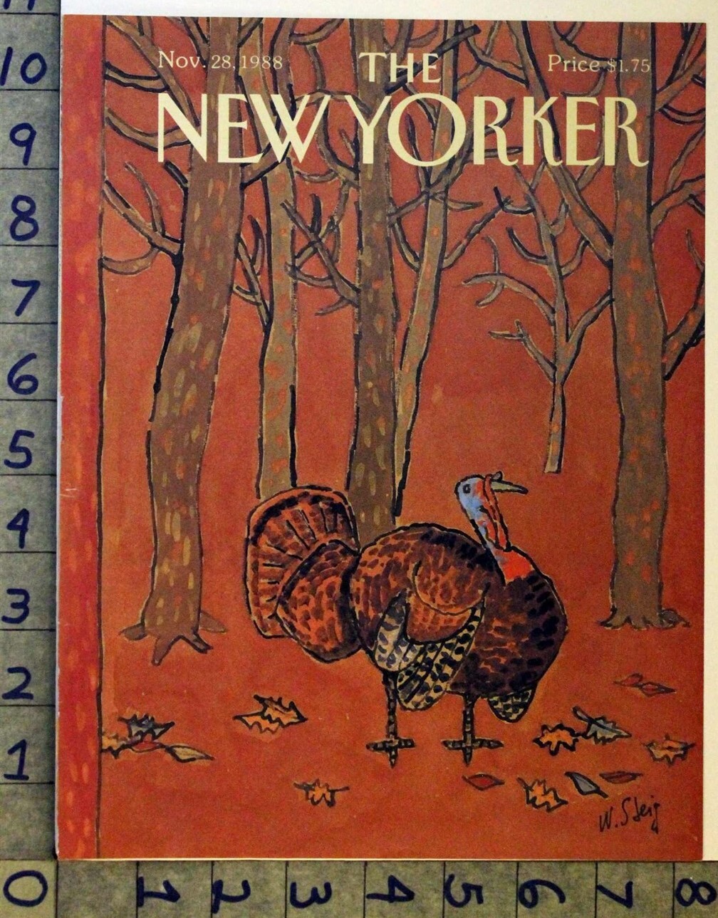 1988 HOLIDAY THANKSGIVING TOM TURKEY WILLIAM STEIG ART NEW YORKER COVER ...