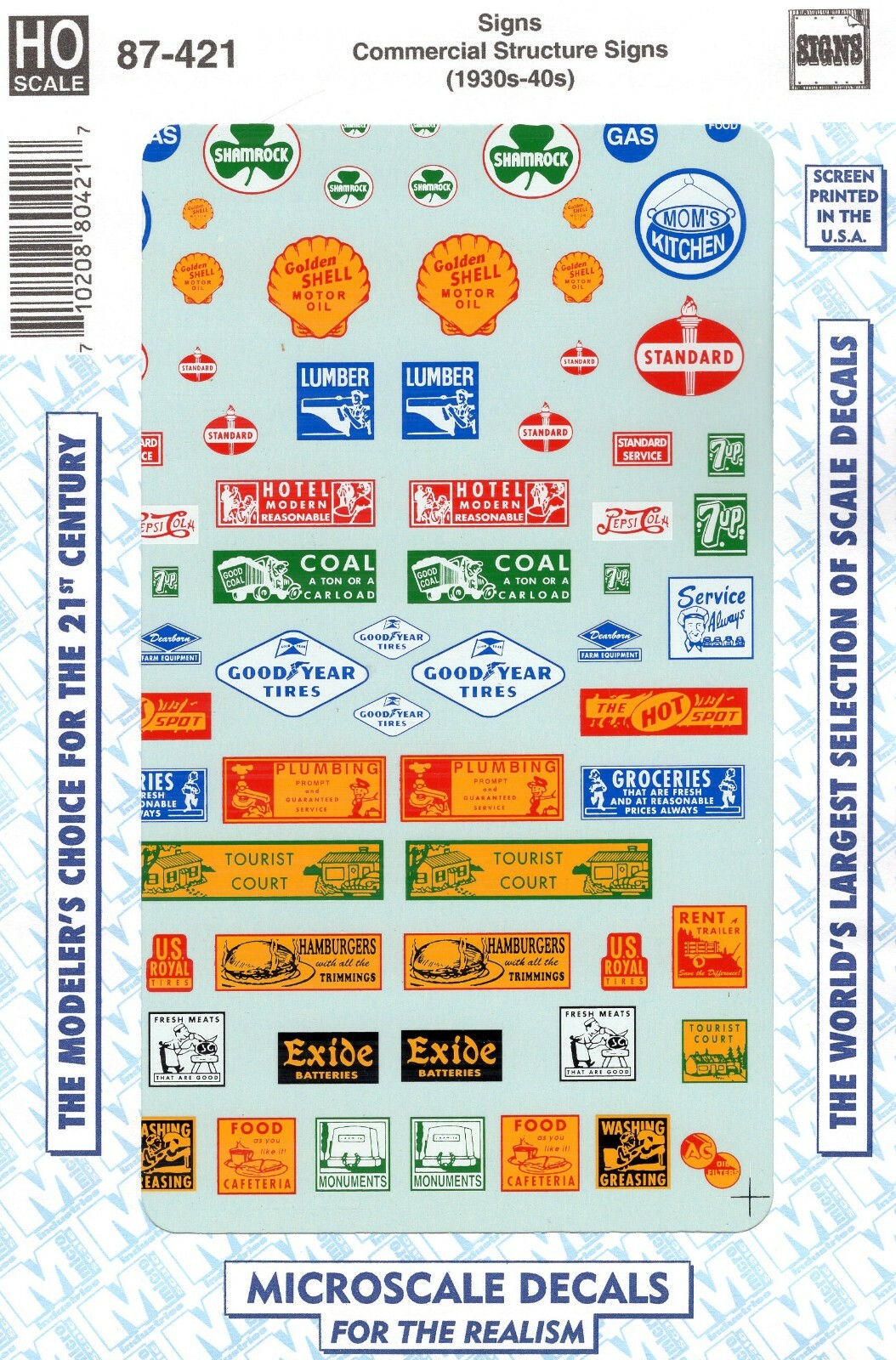 HO Scale Microscale 87-421 1930s & 40s Era Commerical Signs Decal Set ...