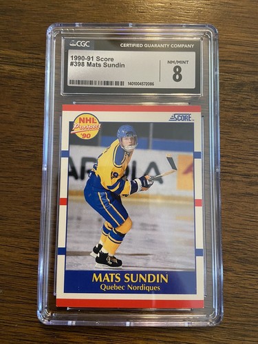 1990-91 Score Mats Sundin Rookie Card #398 CGC 8 NHL Nordiques Prospect ...
