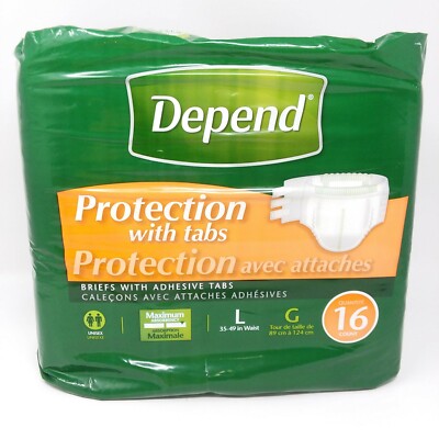 Depend Protection With Tabs, Maximum Absorbency, Large, 35-49 Waist 16 ...