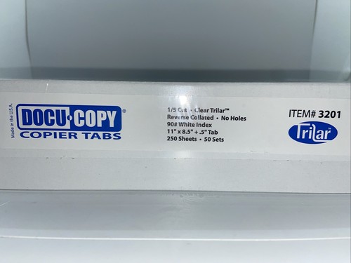 Docucopy 3201 Reverse Collated, 1/5th Cut, 90lb Clear Trilar Copier ...
