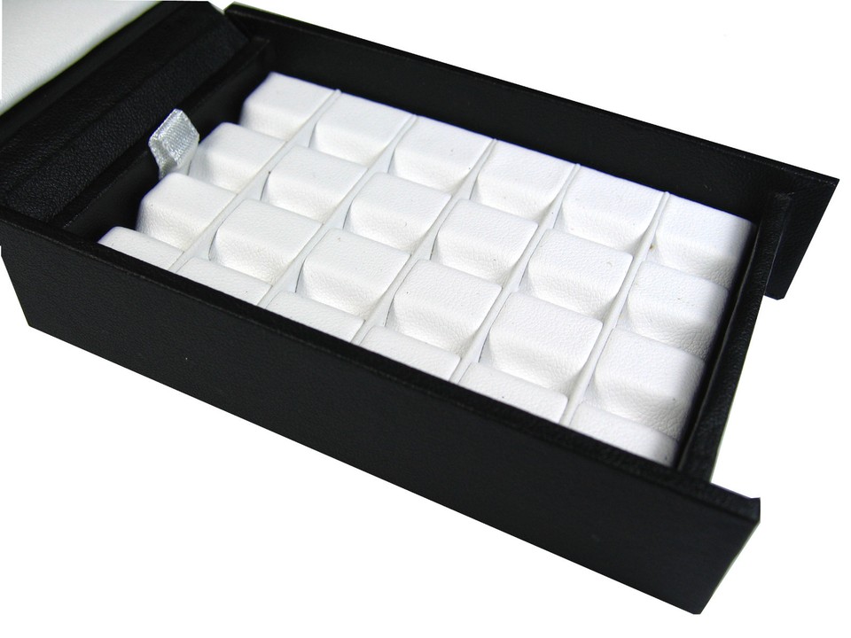LUXURY GEMS CARRY TRAVEL DISPLAY BOX SHOWELEATHER 11x6.5 cm 3 ROWS 6 ...