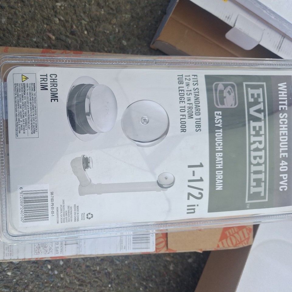 Everbilt Easy Touch 1-1/2" Sched. 40 PVC Pipe Bath Waste & Overflow ...