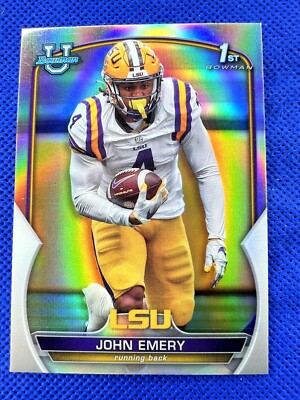 2022 #67 John Emery Bowman University Chrome Football 1st Refractor LSU ...