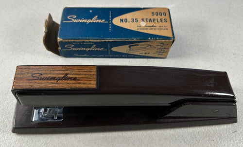Vintage Swingline 747 Stapler & Staples - Brown w/ Woodgrain Full Size ...