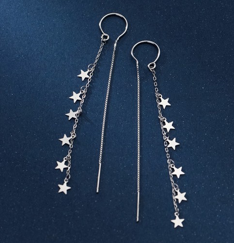 1 Pair Sterling Silver 925 Threader Gorgeous Star Ear Thread Line ...