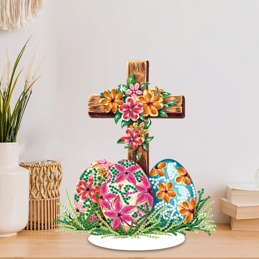 Special Shaped 5D Easter Egg Cross DIY Diamond Art Tabletop Decor ...