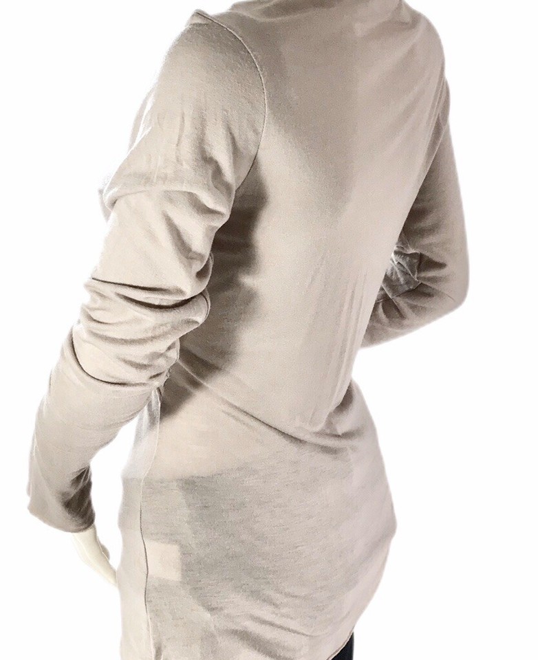 Velvet Beige Long Sleeve Twist Front Wool Blend Tissue Tee Shirt Top ...